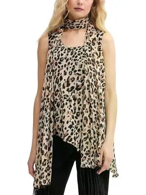 Joseph Ribkoff Animal-print Fringed Top - Neutrals