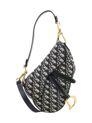 Dior Saddle Handbag With Strap Oblique Canvas Medium Shoulder Bag - Blue