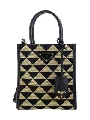 Prada Symbole Jacquard Mini Shopper Tote - Black