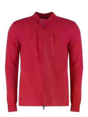 MOORER Zip-Up Cardigan Red