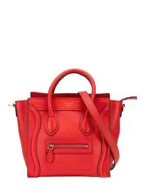Celine 2012 Nano Leather Luggage Tote - Red