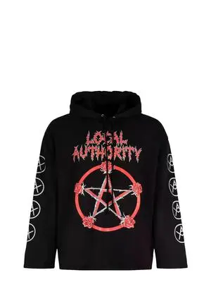 LOCAL AUTHORITY LA Graphic-print Cotton Hoodie - Black