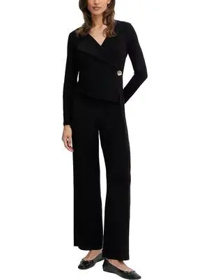 Joseph Ribkoff V-neck Long Sleeve Button Jumpsuit - Black