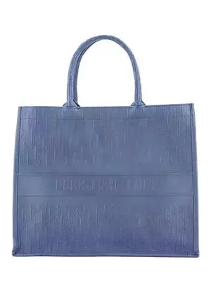 Dior Book Oblique Embossed Calfskin Large Tote Bag - Blue