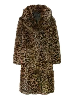 NILI LOTAN Leopard-print Fur Coat - Brown
