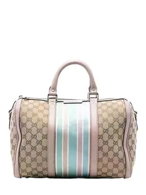 Gucci Medium Gg Canvas Web Boston Satchel - Brown