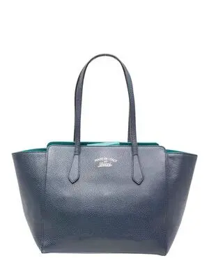 Gucci 2000-2015 Medium Leather Swing Tote - Blue