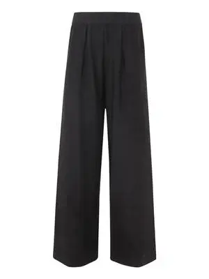 MARIA CALDERARA Pleated Wide Leg Trousers - Black