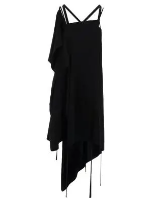 Yohji Yamamoto Asymmetric Draped Dress - Black