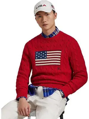 Polo Ralph Lauren Cable-knit Flag Sweater - Red