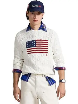 Polo Ralph Lauren Cable-knit Flag Sweater - White
