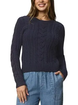 Splendid Annabella Cable Sweater - Navy