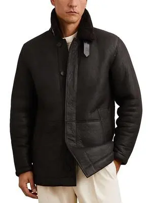 REISS Shearling Jacket - Brown