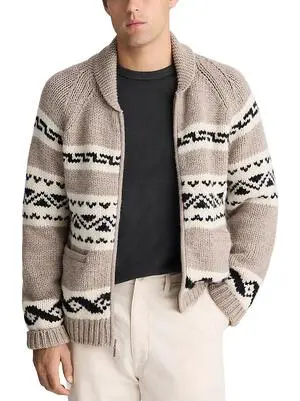 Madewell Fair Isle Zip-up Cardigan - Stone