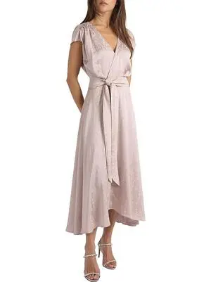 Santorelli Talia Cap-sleeve Midi Fit-and-flare Dress - Lilac Shadow