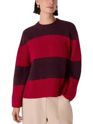 Whistles Wide Stripe Knit Sweater - Red/multi