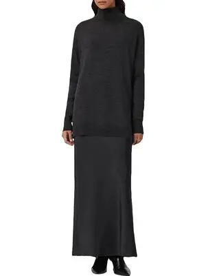 ALLSAINTS Juno 2-in-1 Slip Dress And Sweater - Shadow Black