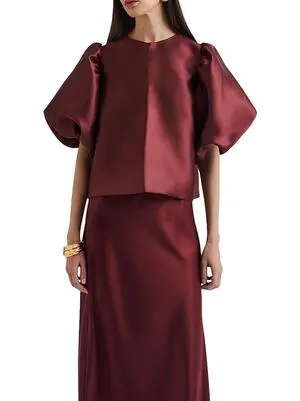 MALINA Cleo Blouse Balloon Sleeve - Wine