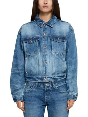 EB DENIM Lia Varsity Trucker Jacket - Eagle