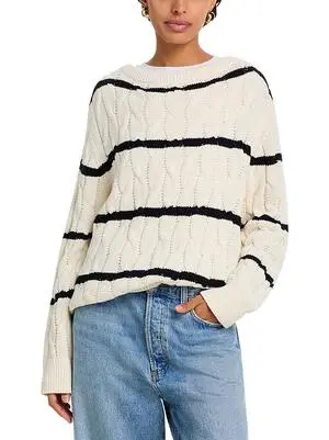 French Connection Mozart Chunky Cable Knit Sweater - Porcelain