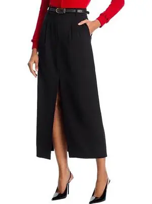 French Connection Harry Front Slit Midi Skirt - Black