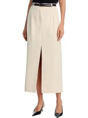 French Connection Harry Front Slit Midi Skirt - Classic Cream