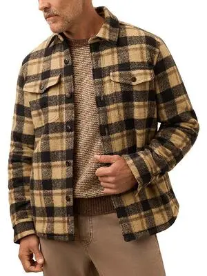 Faherty Brand Range Fleece Plaid Shirt Jacket - Shadow Earth
