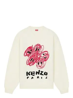 Kenzo Drawn Varsity Boke Flower Sweater - Off White