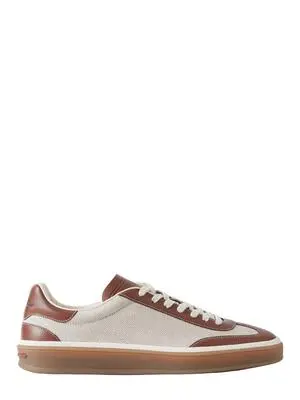 Loro Piana Tennis Walk Leather-trimmed Canvas Sneakers - Neutrals