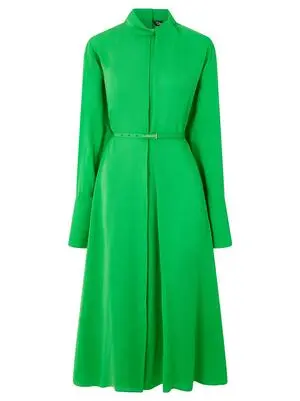 TOM FORD Embellished Belted Pleated Silk-georgette Midi Dress - Green