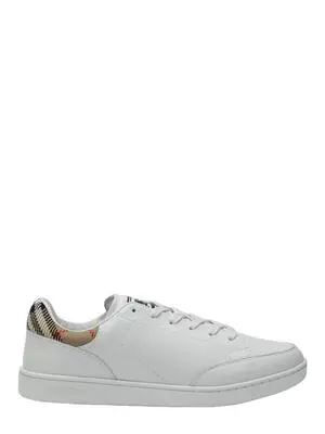 Burberry Leather Sneakers With Check Detail - White