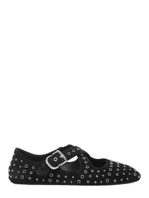 Alaïa Suede Ballerinas With Crossed Straps And Eyelets - Black