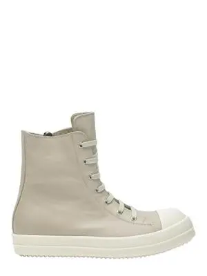 Rick Owens Leather High-top Trainer - Beige