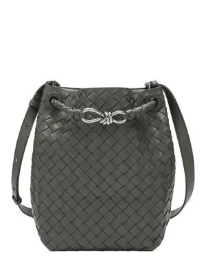 BOTTEGA  VENETA Bottega Veneta Andiamo Small Bucket Bag In Intrecciato Leather Green