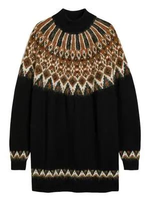 Staud Liza Patterned Wool-blend Jumper Dress - Multicoloured