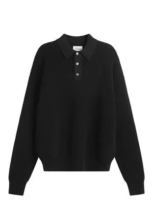 RONNING Long Sleeve Knit Polo - Black
