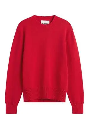 JIL SANDER Textured Cotton Crew Neck Jumper - Rouge