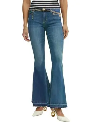 FRACOMINA Frayed Flared Cotton Jeans - Blue