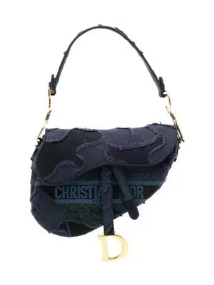 Dior 2019 Camouflage Embroidered Saddle Bag - Blue
