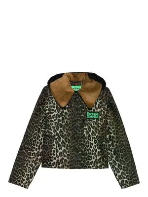 Barbour Leopard-print Corduroy-collar Jacket - Brown