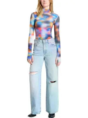 JORDAN Printed Long-sleeve Bodysuit - Blue