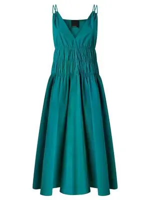 Pinko Shirred V-neck Midi Dress - Blue