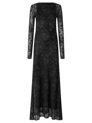Pinko Openwork Long-sleeve Maxi Dress - Black