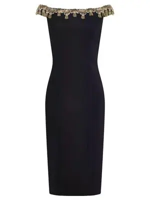 Jenny Packham Valorie Embellished Midi Dress - Black