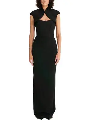 MOOS STUDIO Cap-sleeved Maxi Dress - Black