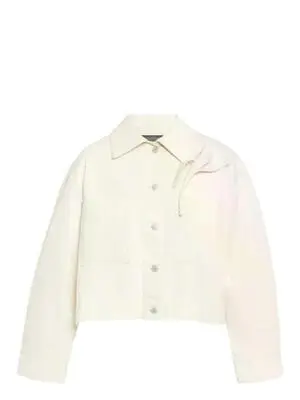Erdem Floral-appliqué Cropped Denim Jacket - Neutrals