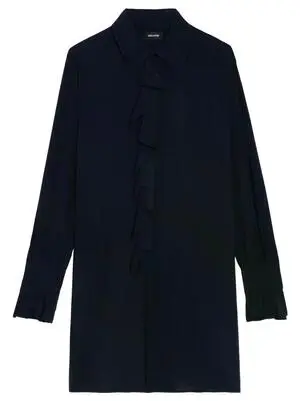 Zadig&Voltaire Rhelyne Ruffled Mini Shirt Dress - Blue