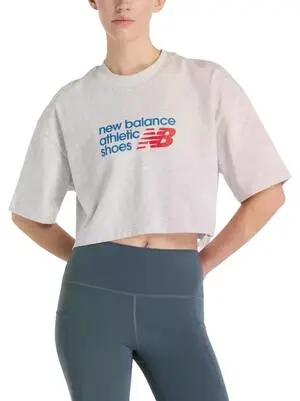 NEW BALANCE Logo Detail Cropped T-shirt - Grey