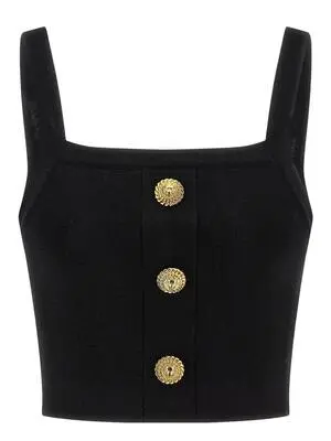 Balmain Button-detail Top - Black