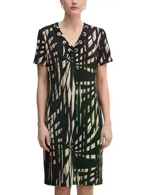 Joseph Ribkoff Eyelet Patterned Dress - Black